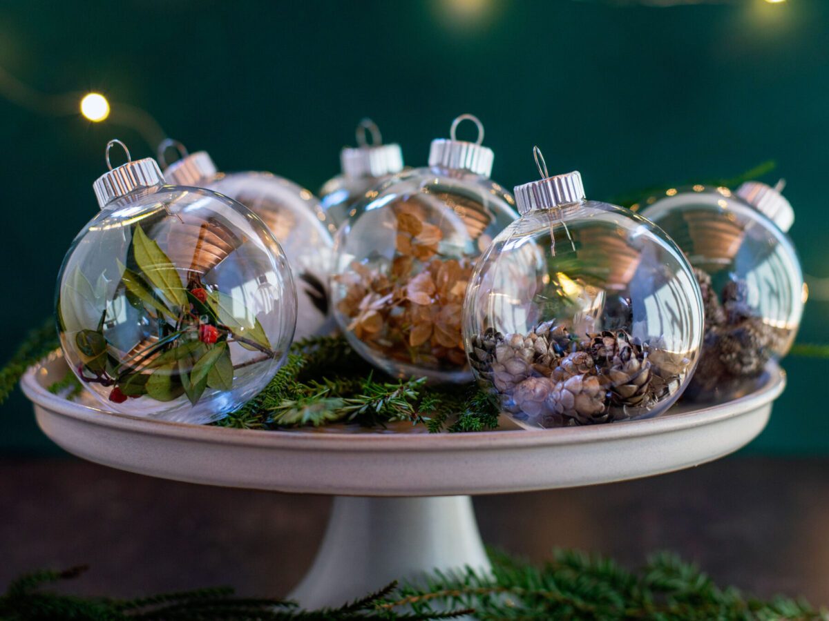 7 Ways To Fill Clear Baubles with Foraged Finds - Holiday Magic Hub